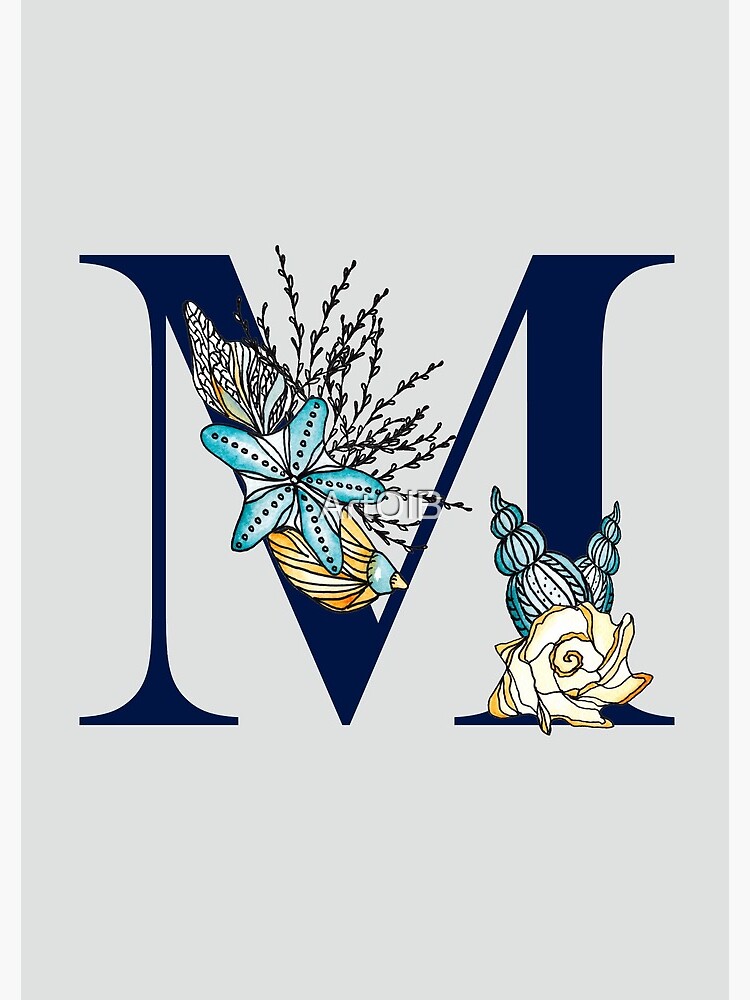"Letter M - Navy uppercase Alphabet, sea life, seashells, ocean ...