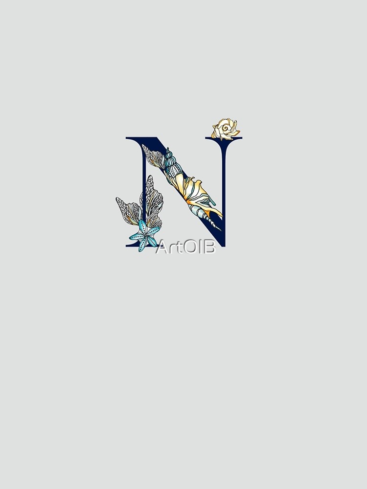 "Letter N - Navy uppercase Alphabet, sea life, seashells, ocean ...