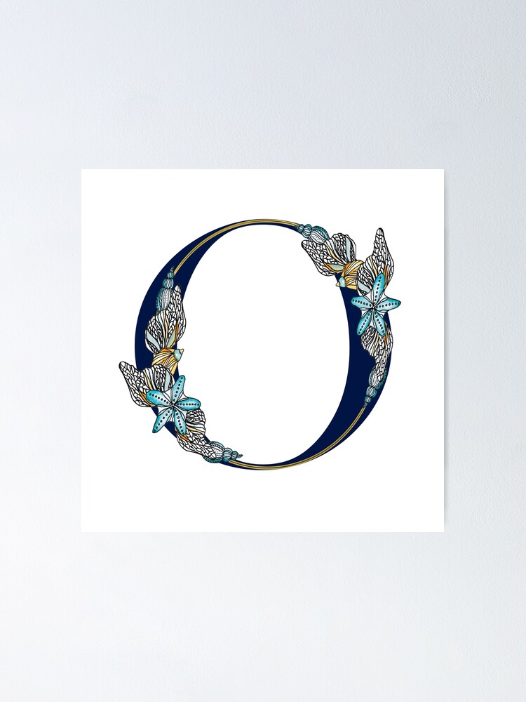 "Letter O - Navy uppercase Alphabet, sea life, seashells, ocean ...
