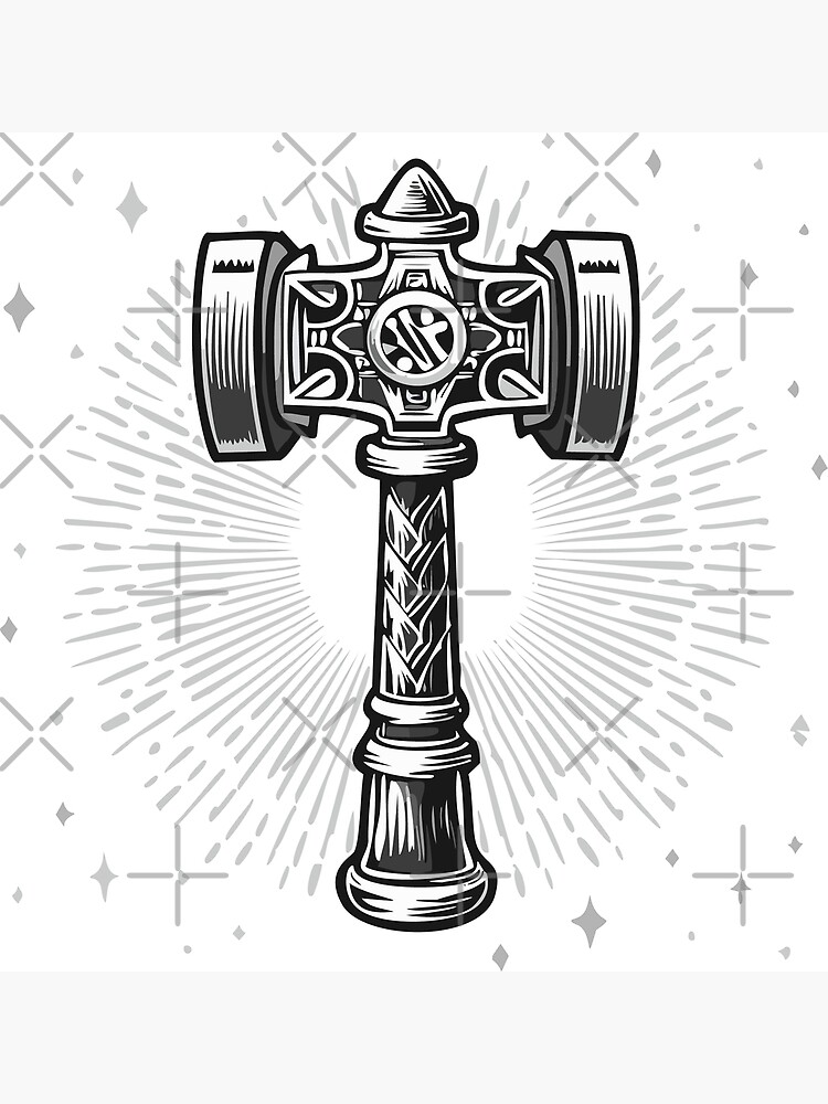"Black and white Thor's Hammer Mjolnir, Ancient hammer of Thor Mjolnir ...