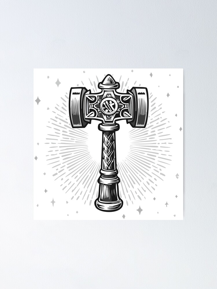 "Black and white Thor's Hammer Mjolnir, Ancient hammer of Thor Mjolnir ...