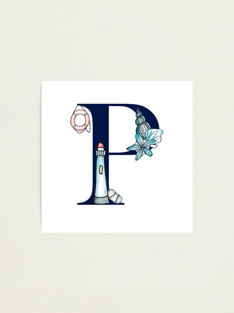 "Letter P - Navy uppercase Alphabet, sea life, seashells, ocean ...