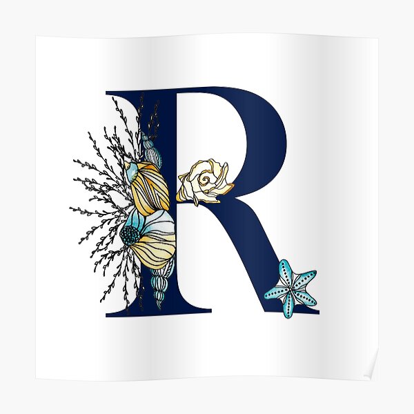 "Letter R - Navy uppercase Alphabet, sea life, seashells, ocean ...