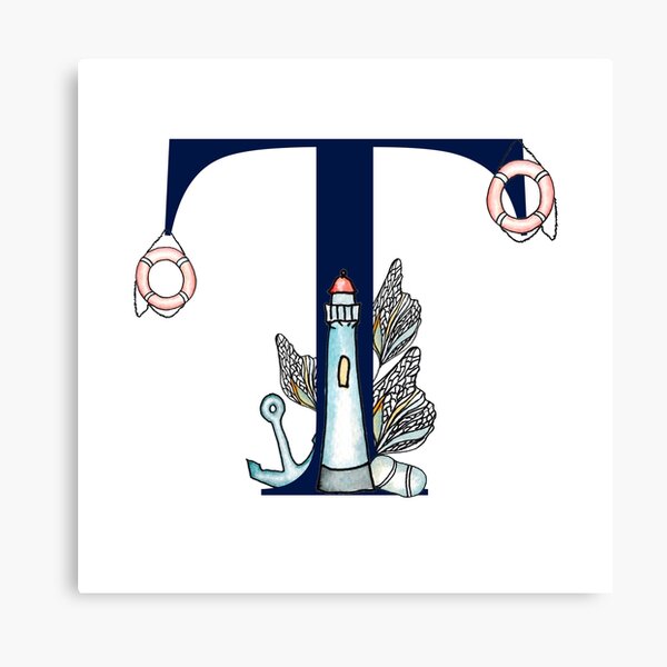 "Letter T - Navy uppercase Alphabet, sea life, seashells, ocean ...