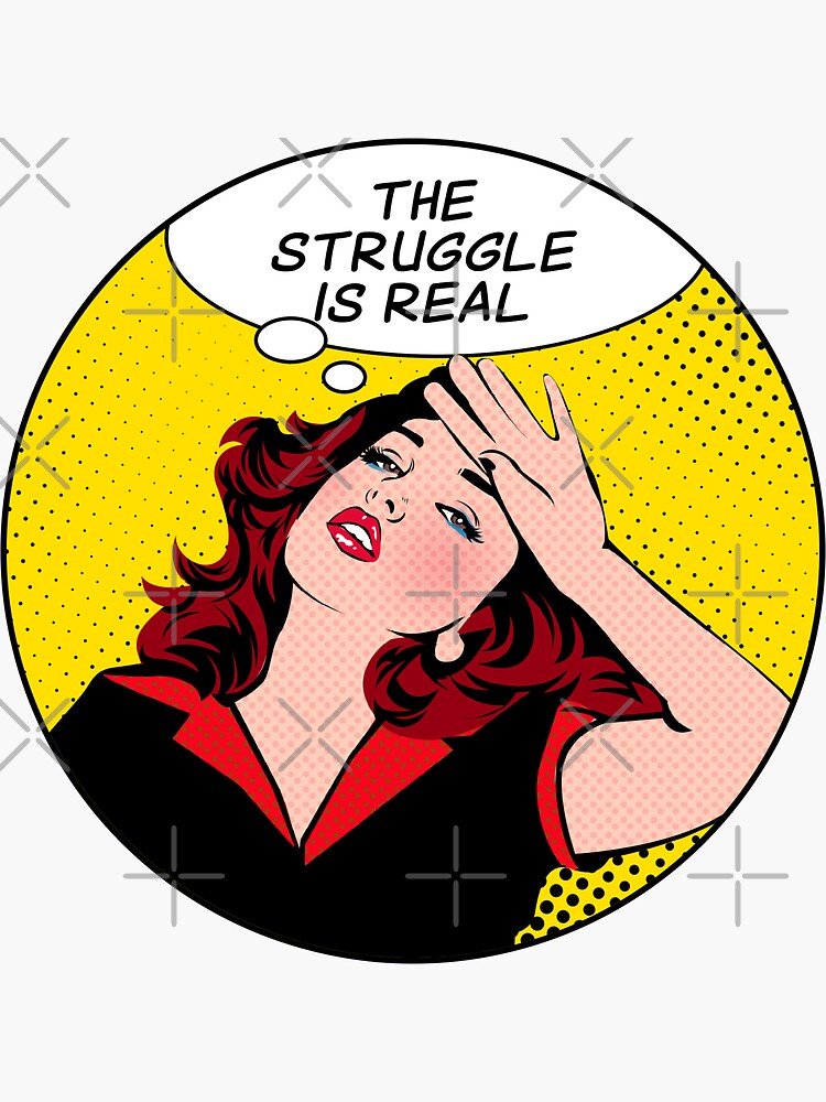"The Struggle is real - funny retro sticker gift for a millennial ...