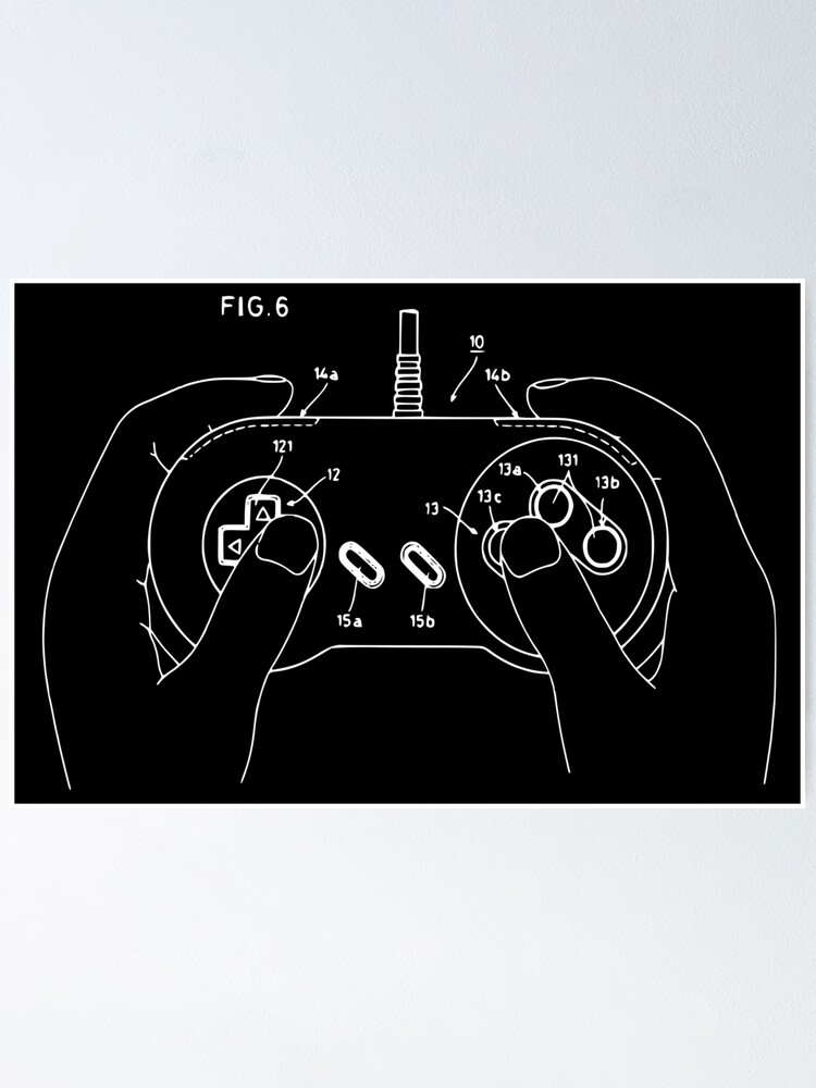 "Nintendo Handheld Game Controller Patent Blueprint Art" Poster by ...