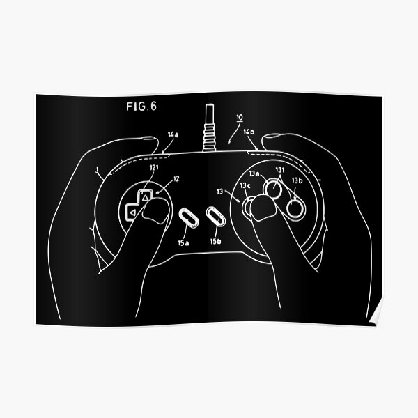 "Nintendo Handheld Game Controller Patent Blueprint Art" Poster by ...