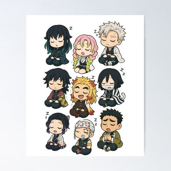 "Sleepy Hashiras – All Hashiras in Cute Chibi Sleeping Poses" Poster ...
