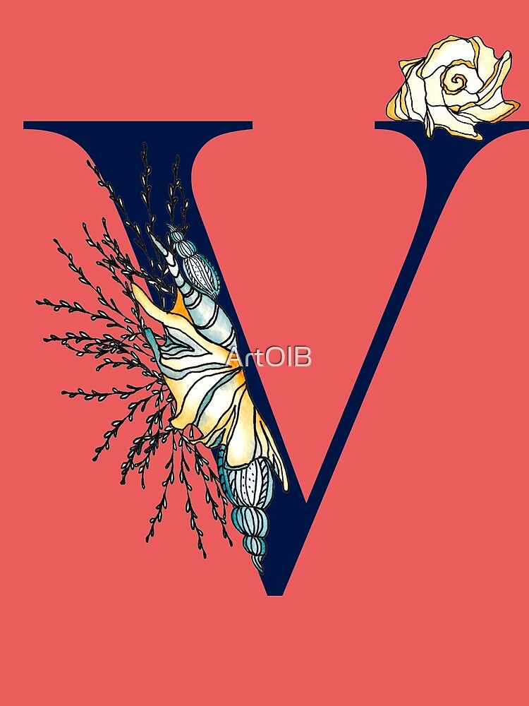 "Letter V - Navy uppercase Alphabet, sea life, seashells, ocean ...