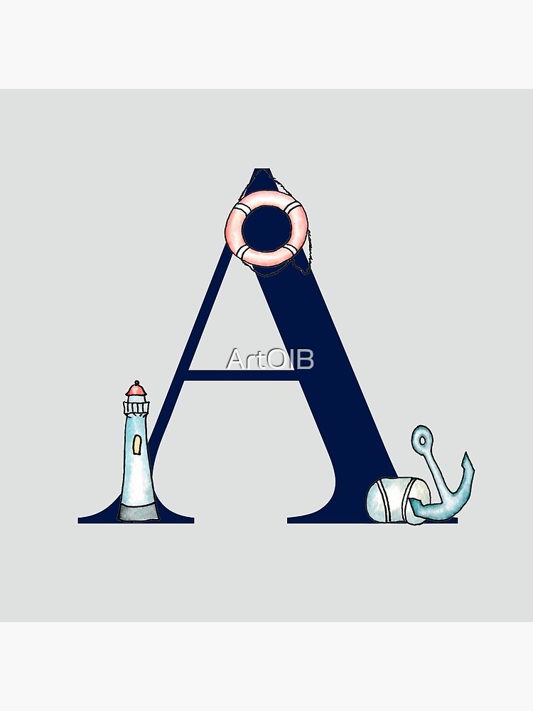 "Letter A - Navy uppercase Alphabet, sea life, seashells, ocean ...