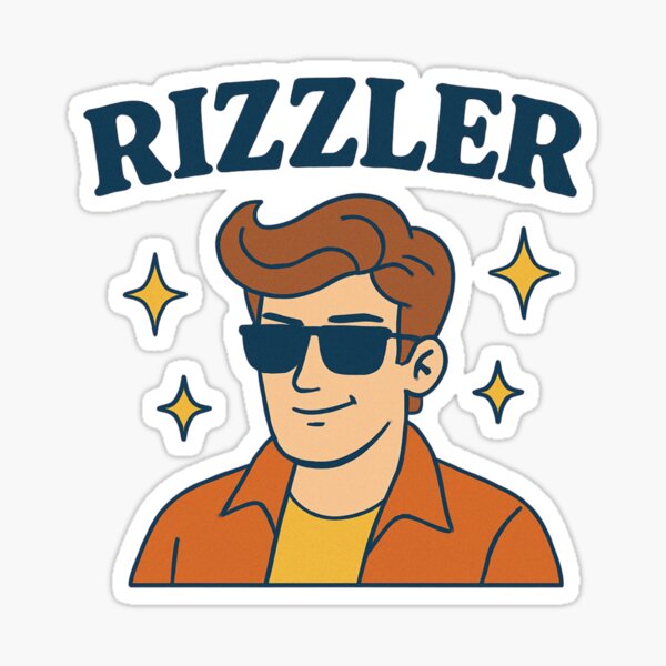 "Rizzler – Cool Guy Rizz Meme | Funny Gen Z Slang Design" Sticker for ...