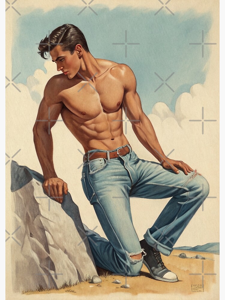 "Pin-up male in jeans posing 2" Poster for Sale by gayishdesign | Redbubble