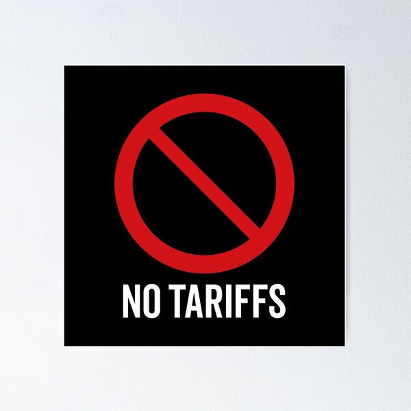 "NO Tariffs / Anti-Tariff Symbol / Against Trade War V2 (On Black ...