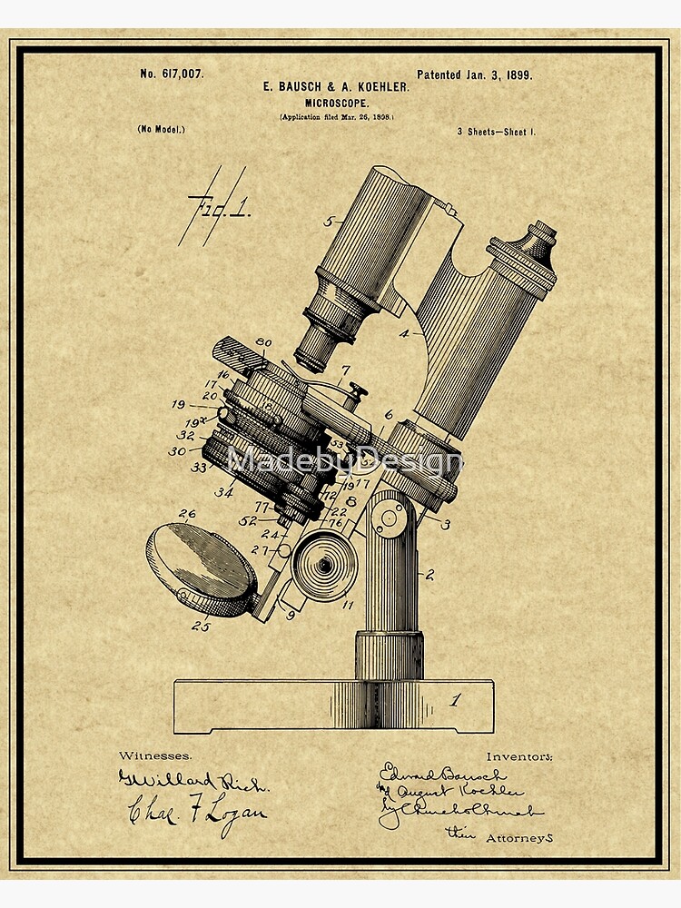 "Microscope Science Vintage Patent 1899" Poster by MadebyDesign | Redbubble