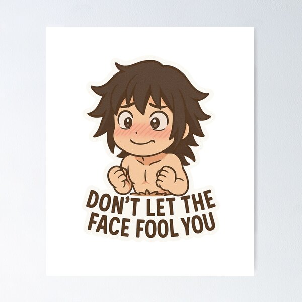 "Inosuke Without Mask – Funny Chibi Demon Slayer Blushing" Poster for ...