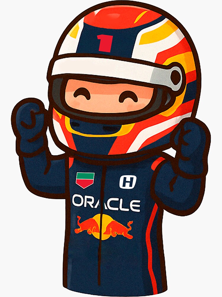 "MAX VERSTAPPEN WIN POSE | CHIBI STICKER | F1 DRIVER" Sticker for Sale ...