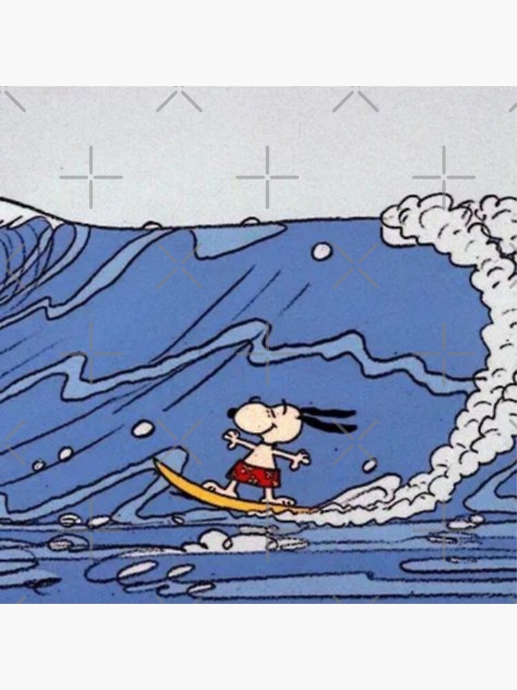 "Snoopy Surfing!" Sticker for Sale by communismustard | Redbubble