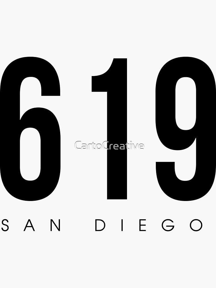 "San Diego, CA - 619 Area Code design" Sticker for Sale by ...