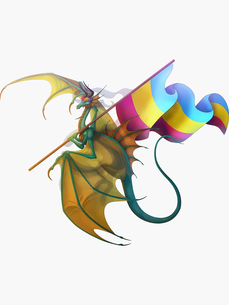 "Pan Pride Dragon" Sticker by AppleJuiceFlood | Redbubble