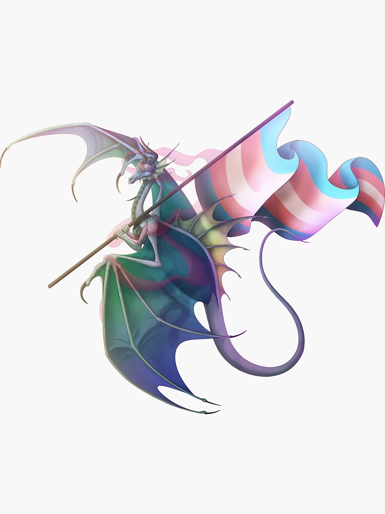 "Trans Pride Dragon" Sticker for Sale by AppleJuiceFlood | Redbubble