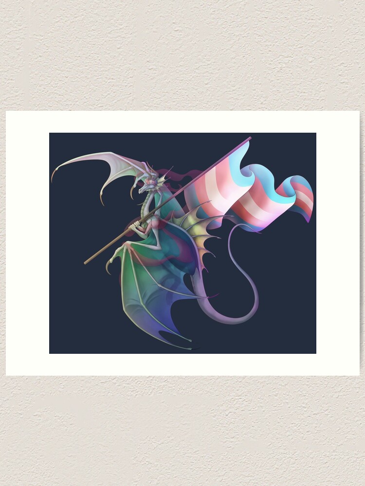 "Trans Pride Dragon" Art Print for Sale by AppleJuiceFlood | Redbubble