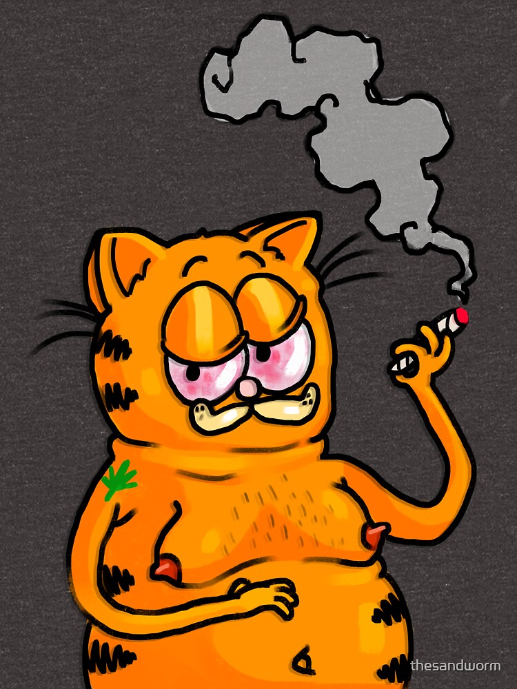 "Garfield Smoking Weed" T-shirt for Sale by thesandworm | Redbubble ...
