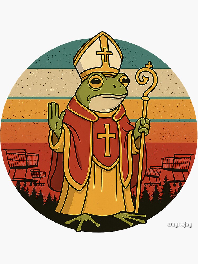 "His Holiness Pope Glorbo | Frog Pope of the Parking Lot" Sticker for ...