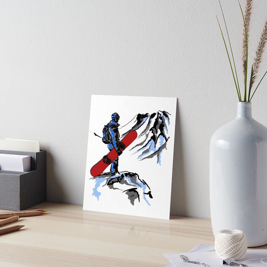 "Snowboarding" Art Board Print by sibosssr | Redbubble