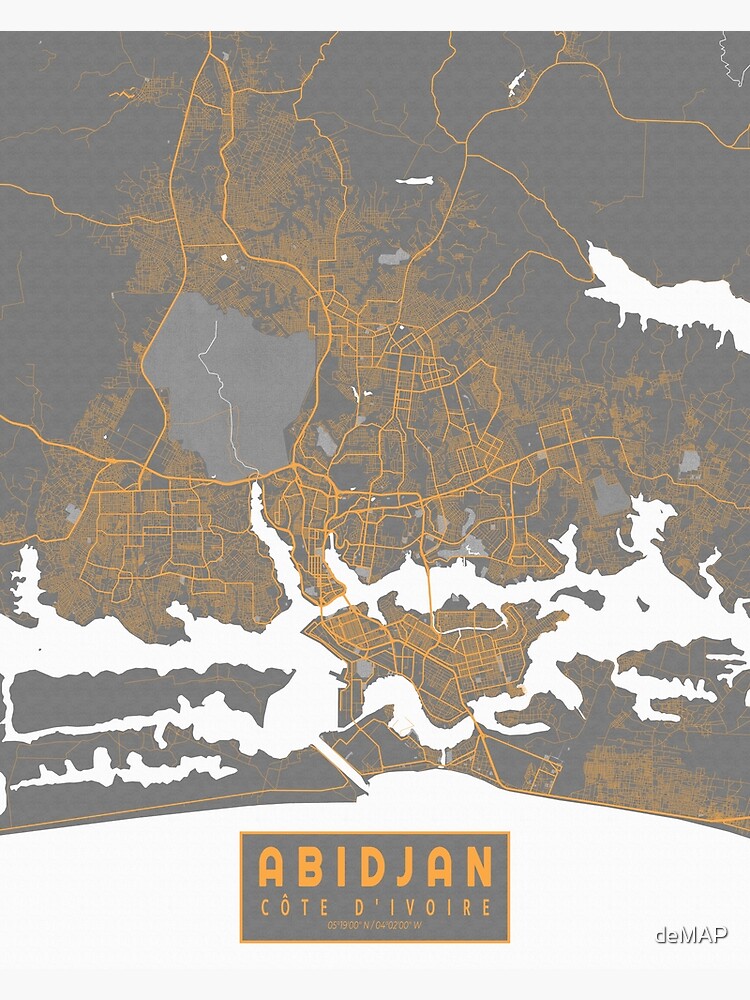 "Abidjan City Map of Côte d'Ivoire - Bauhaus" Poster for Sale by deMAP | Redbubble