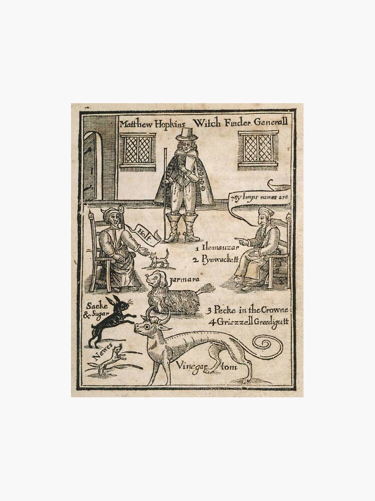 "The Witchfinder General Matthew Hopkins, woodcut illustration" Sticker ...