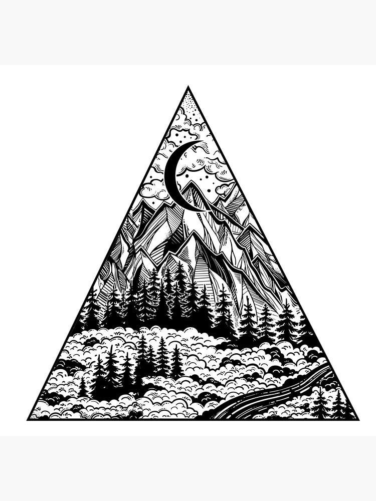 "Triangle frame artwork with wilderness landscape scene with a lake ...