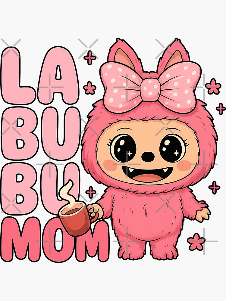 "Cute Labubu - Mom Monsters With Coffee" Sticker for Sale by quotes ...