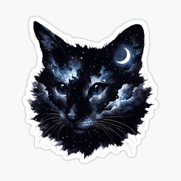 "Creepy Cute Lykoi with Stars" Sticker for Sale by Marichkaart | Redbubble
