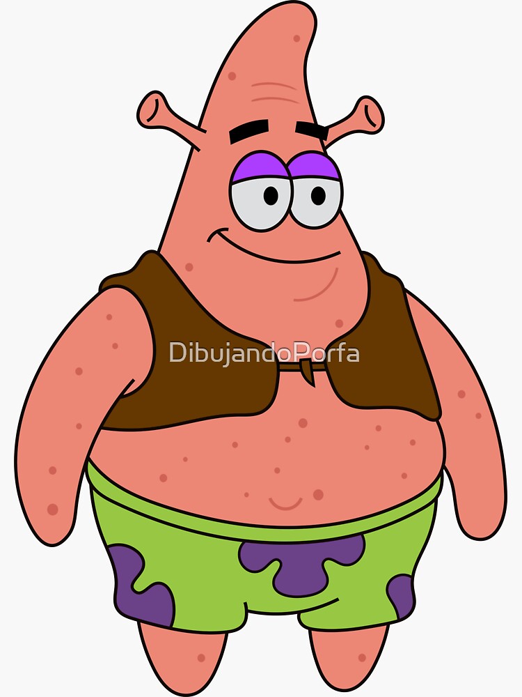 "Copy of Patrick Star fused with Shrek" Sticker by DibujandoPorfa ...