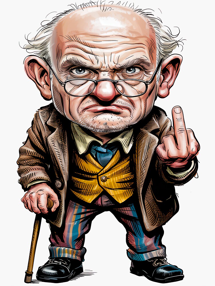 "Old Man Middle Finger" Sticker for Sale by mrdavidhowell | Redbubble