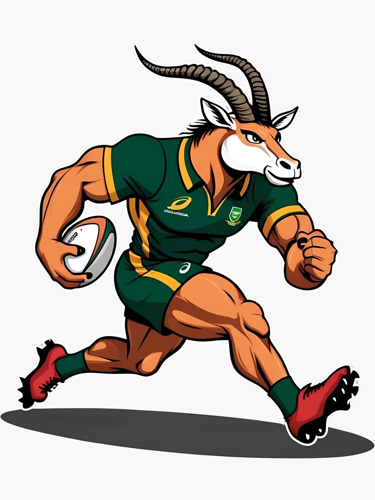 "Springbok Rugby Mascot – South Africa Power Art" Sticker for Sale by ...