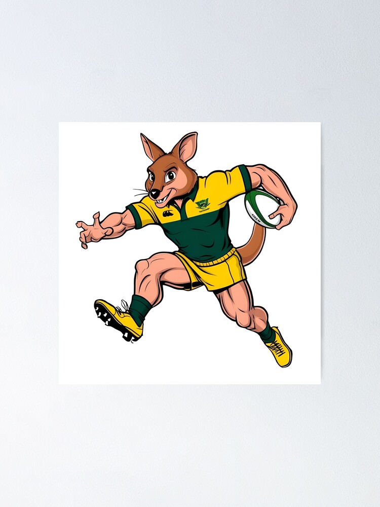 "Wallabies Rugby Kangaroo Mascot – Australia Sports Art" Poster for ...