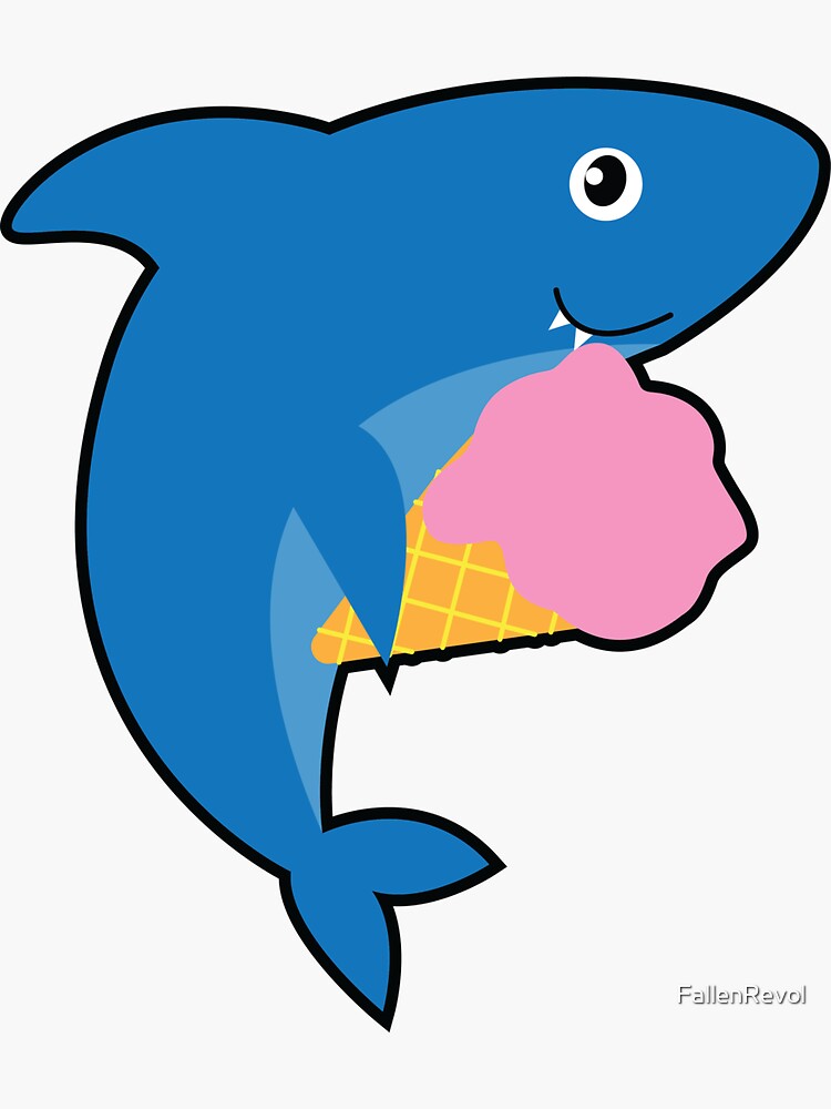 "Shark Eating Colorful Ice Cream Cone" Sticker for Sale by FallenRevol ...
