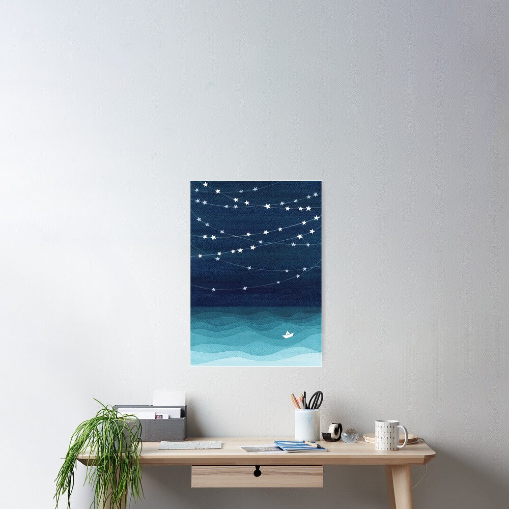 "Garland of stars, teal ocean" Poster for Sale by VApinx | Redbubble