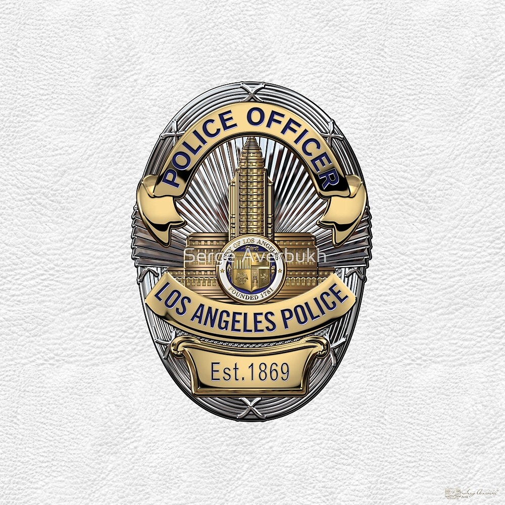 "Los Angeles Police Department - LAPD Police Officer Badge over White ...
