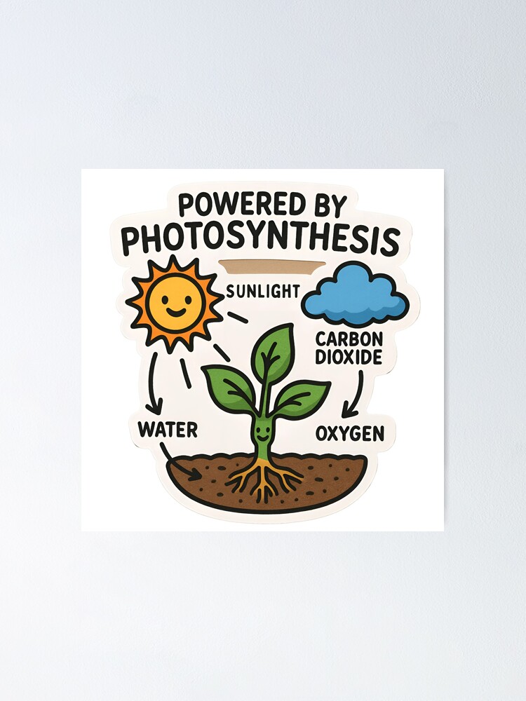 "Powered by Photosynthesis – Cute Science Plant Diagram for Kids and ...