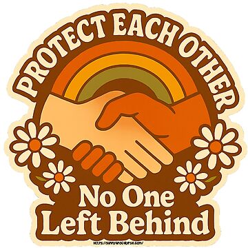 "Protect Each Other Two Hands & Flowers Retro Resistance " Sticker for ...