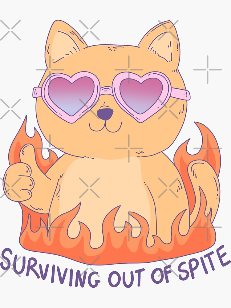 "Spite Fueled Cat in Heart Glasses Meme" Sticker for Sale by jess1586 ...