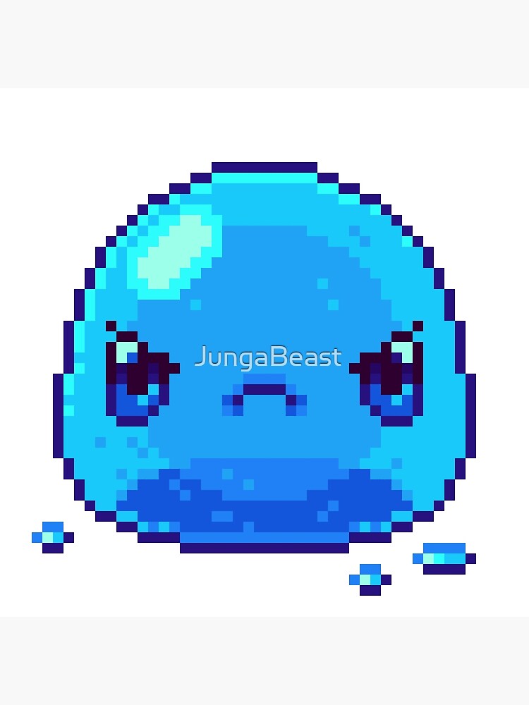"Grumpy Pixel Blue Slime" Poster for Sale by JungaBeast | Redbubble