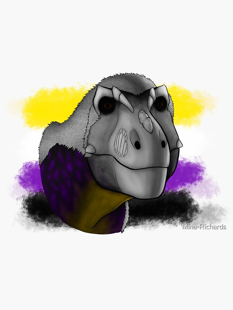 "Non-Binary T. rex (winter plumage)" Sticker by Mina-Richards | Redbubble