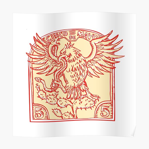 "Mexican Eagle Devouring Snake Etching" Poster by patrimonio | Redbubble