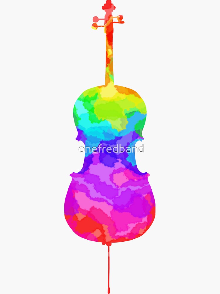 "Colourful Cello" Sticker by onefredband | Redbubble