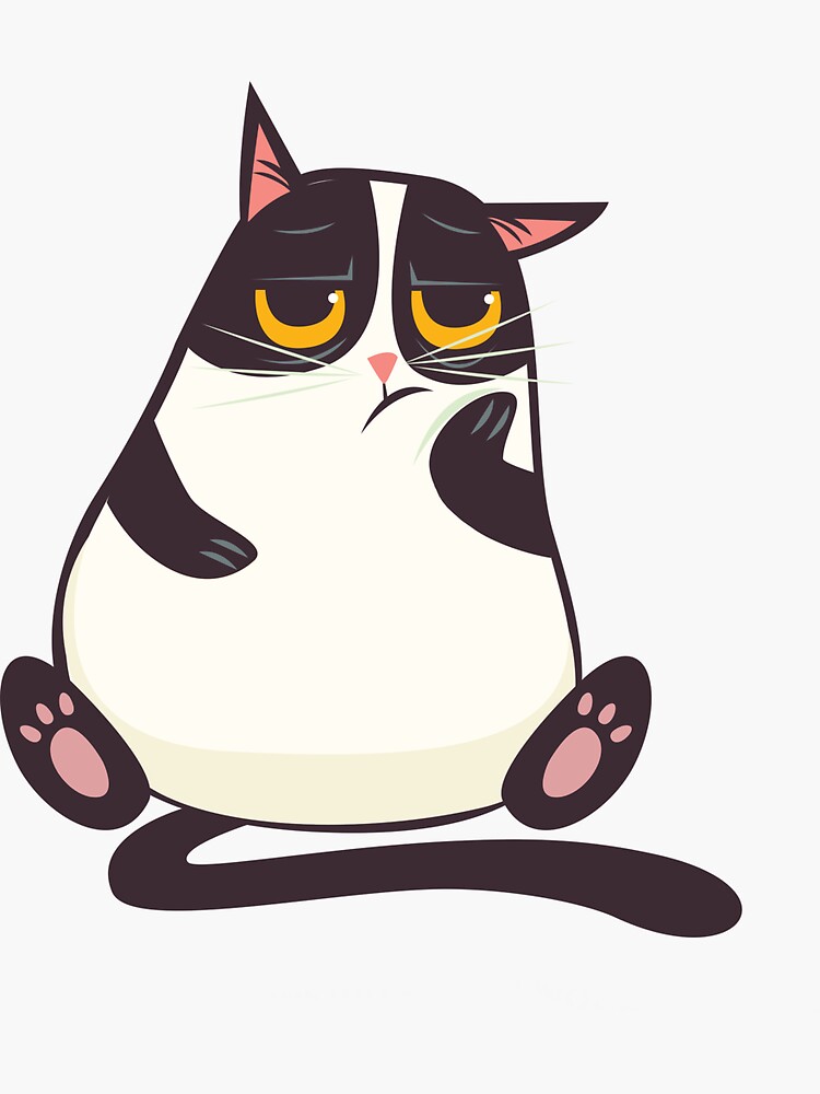 "miserable cat cartoon" Sticker for Sale by qlobba | Redbubble