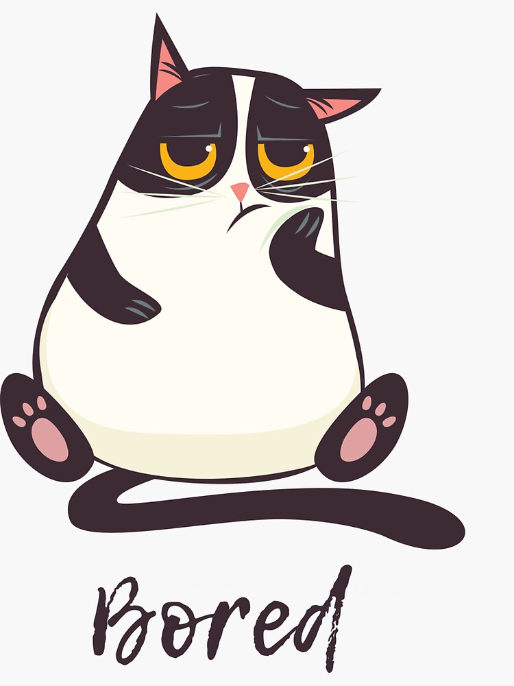 "miserable cat bored cartoon" Sticker by qlobba | Redbubble