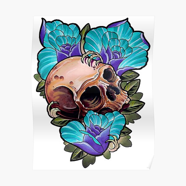 "Skull and Roses" Poster by TimPangburn | Redbubble